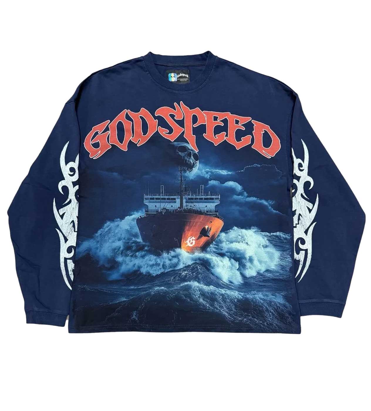 Godspeed Sea Sick L/S Tee Navy – Restock AR