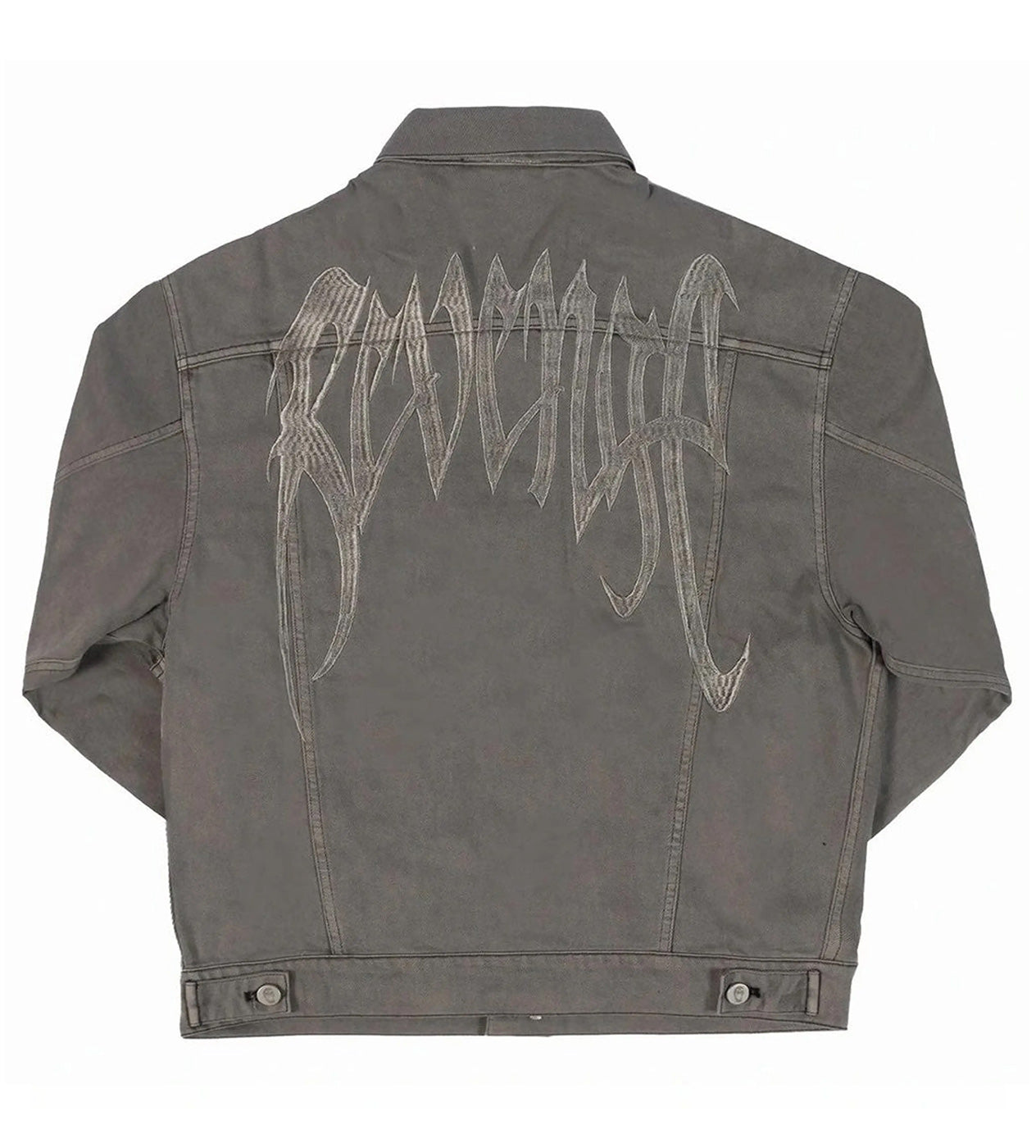 Revenge Embroidered Logo Denim Jacket Grey – Restock AR