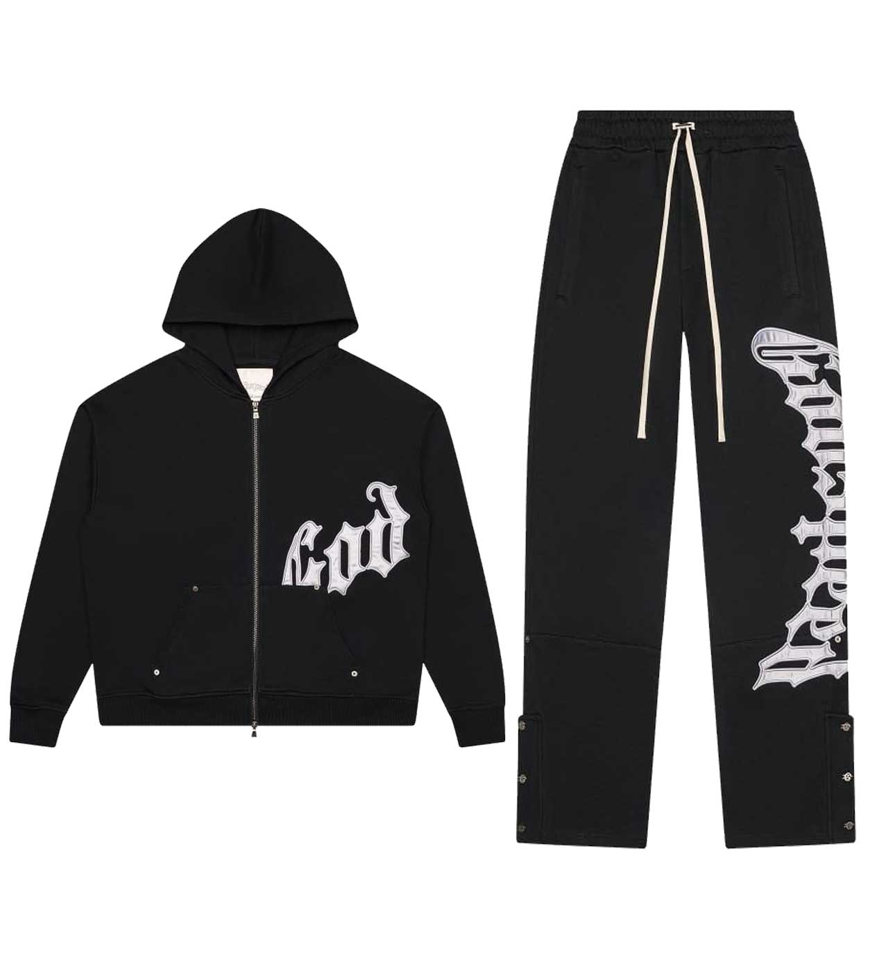 Godspeed OG Logo Sweatsuit V2 Black/Silver Satin – Restock AR