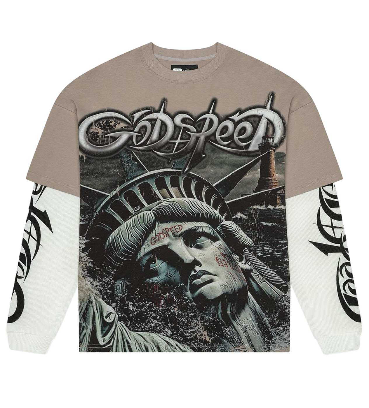 Godspeed Sunken Liberty 2 Layered Tee Stone Grey – Restock AR