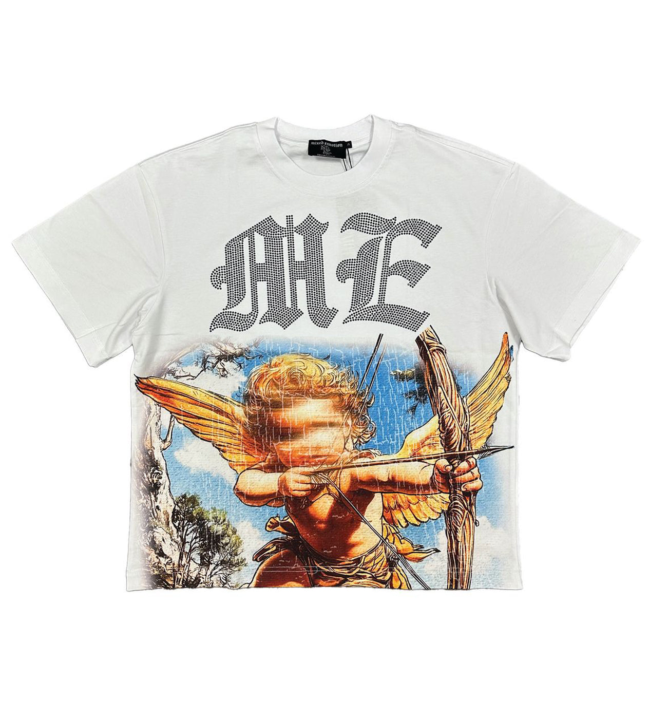 Mixed Emotions Angel Rhinestone Tee White – Restock AR