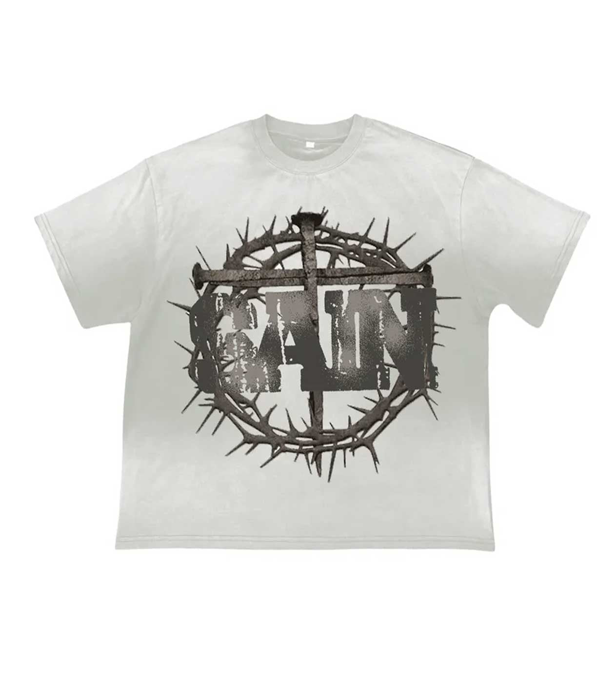 Saint Vanity Cross Tee White/Grey Wash – Restock AR
