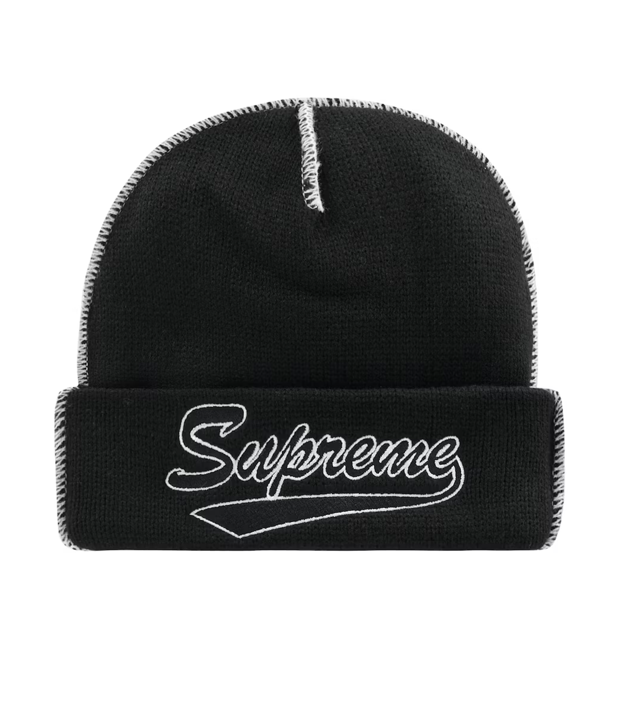 Supreme Contrast Stitch Beanie Black – Restock AR