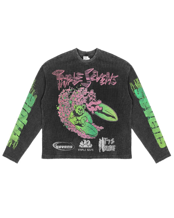 Triple Sevens ASV2 Waffle Knit L/S Tee Black/Green – Restock AR