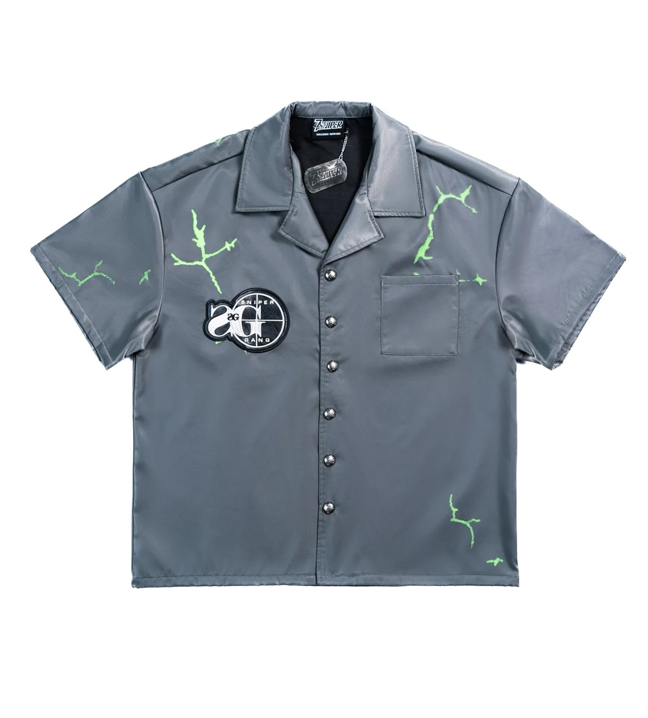 Triple Sevens x Sniper Gang 7Sniper Nylon Button Up Grey – Restock AR