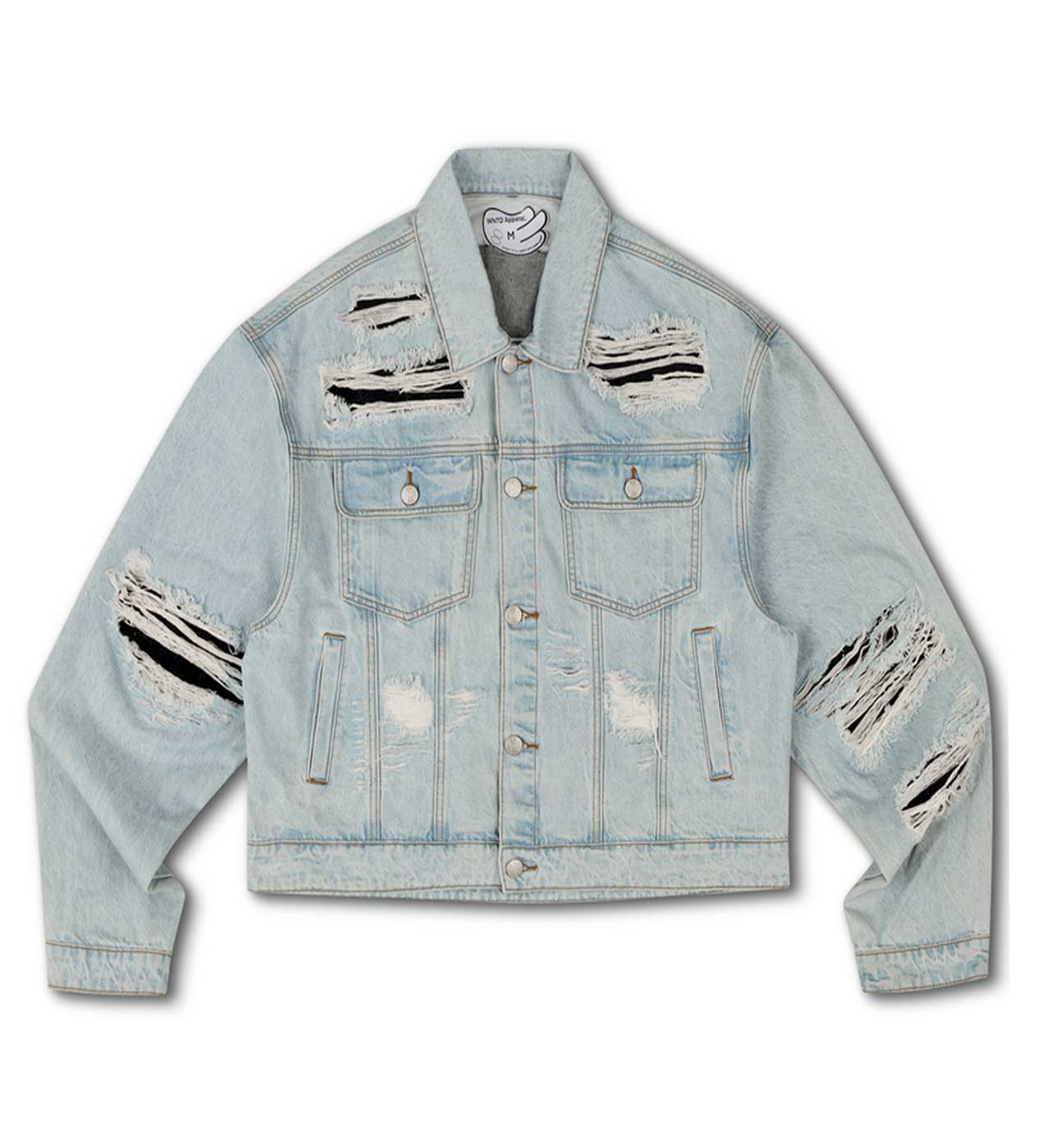 WNTD Distressed Double Denim Jacket Blue – Restock AR